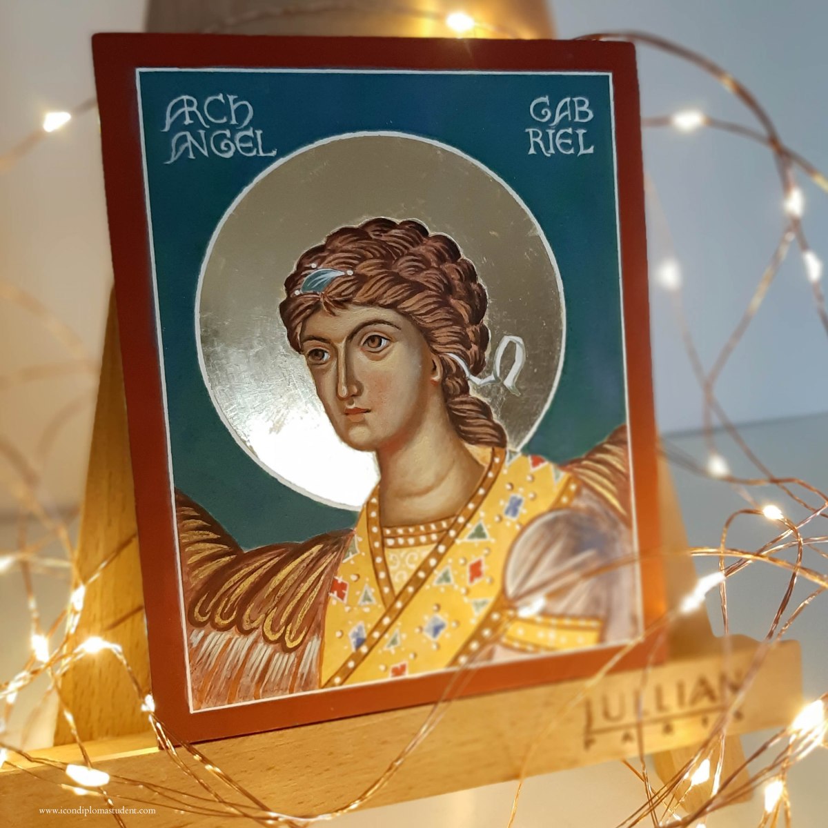 Archangel Gabriel – held in a palm-sized icon | Icon Diploma Student